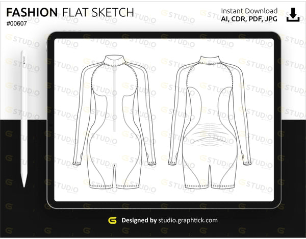 FULL SLEEVE JUMPSUIT FLAT SKETCH - shop.graphtick.com