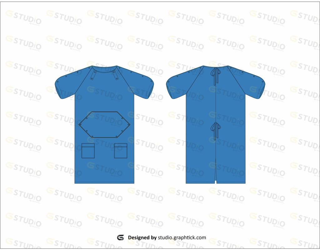 HOSPITAL GOWN FLAT SKETCH - shop.graphtick.com