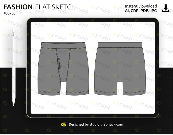 MENS BOXER BRIEF FLAT SKETCH - shop.graphtick.com