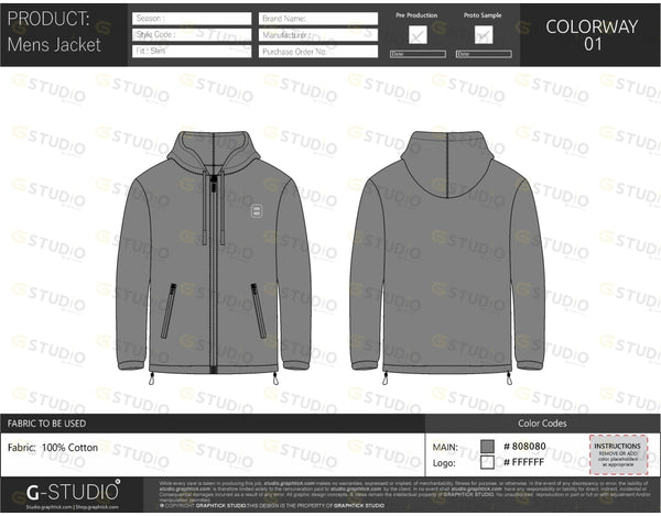 MENS HOODED JACKET TECH PACK TEMPLATE - shop.graphtick.com