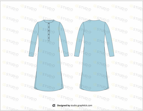 MENS LONG KAMEEZ FLAT SKETCH - shop.graphtick.com