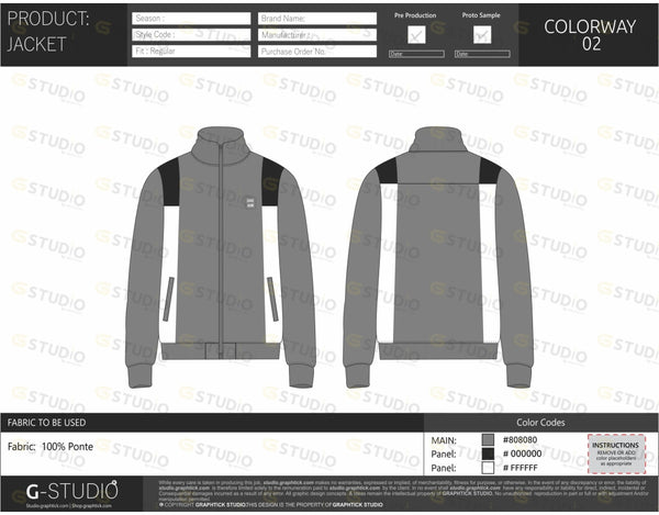MENS MOCK NECK ZIPPER JACKET TECH PACK TEMPLATE - shop.graphtick.com
