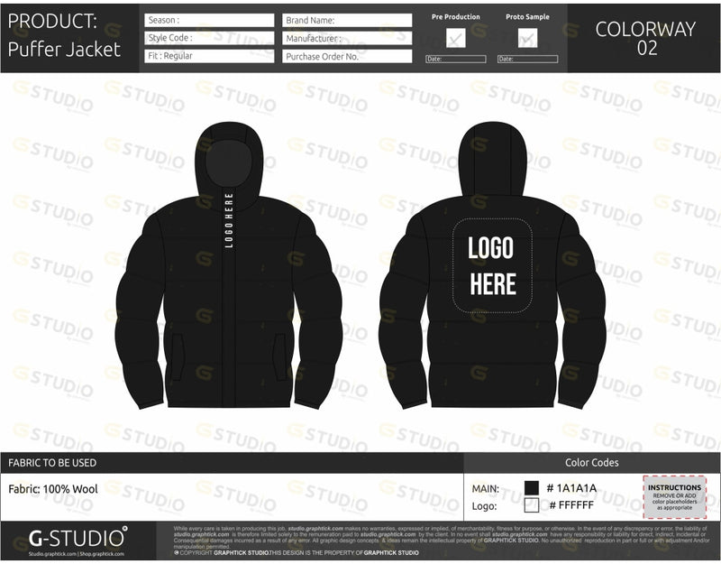 PUFFER JACKET TECH PACK TEMPLATE - shop.graphtick.com