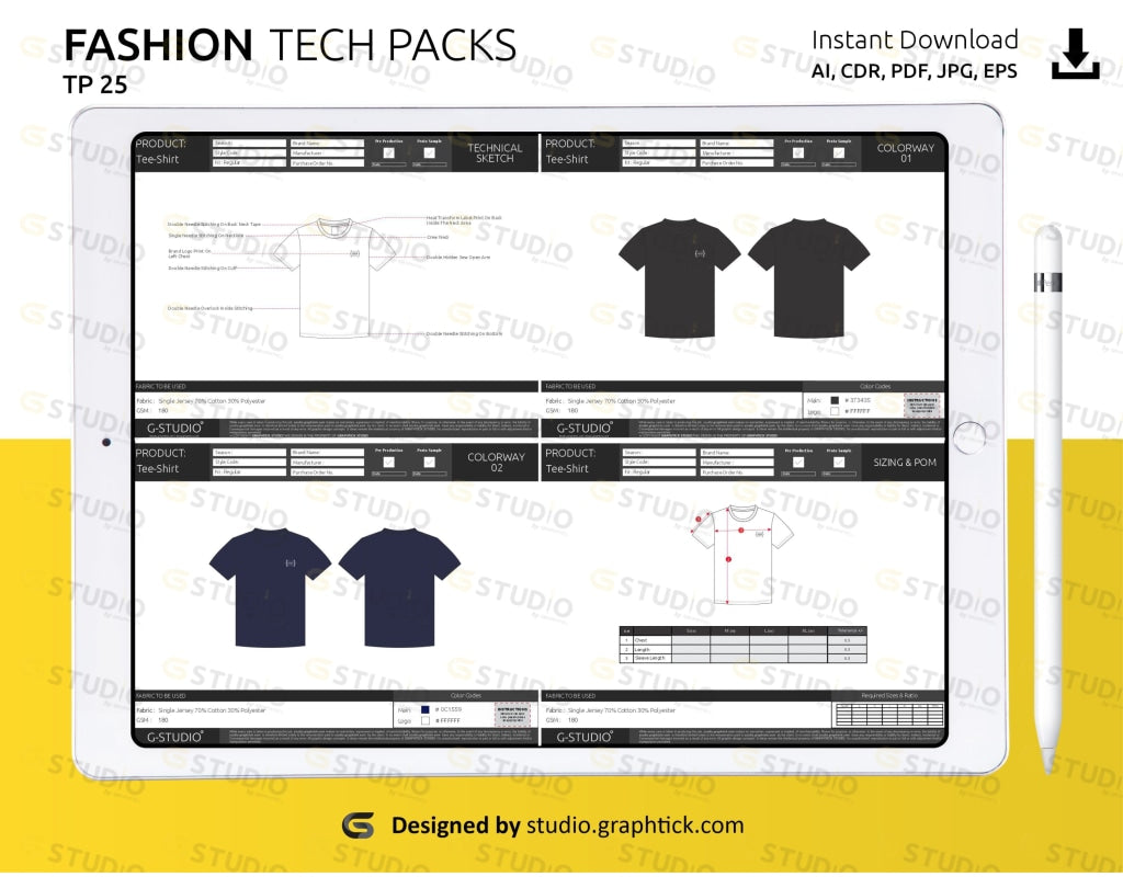 T-Shirt Tech Pack Template - shop.graphtick.com