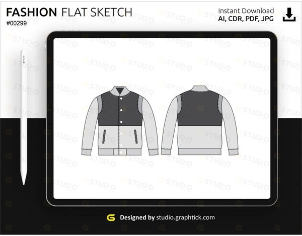 VARSITY JACKET FLAT SKETCH - shop.graphtick.com