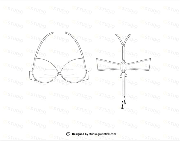 WOMENS PADDED BRA FLAT SKETCH - shop.graphtick.com