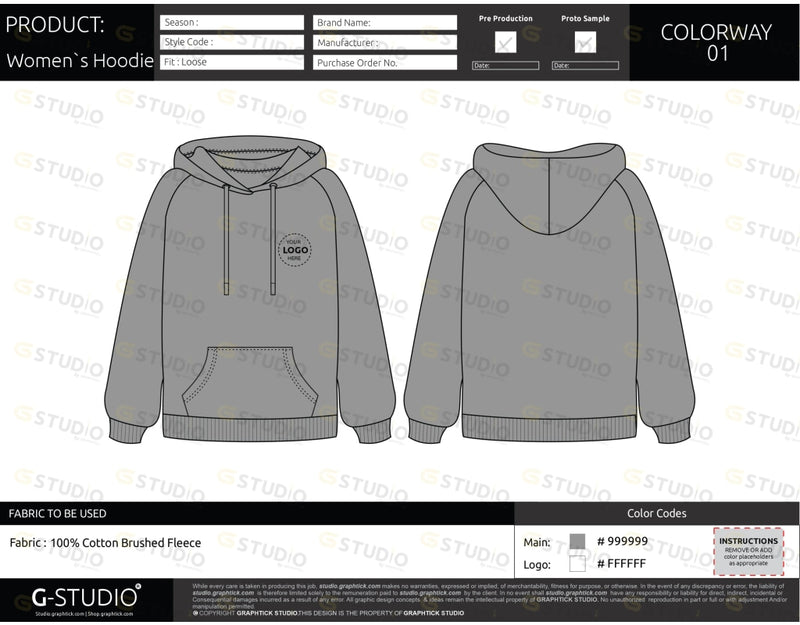 WOMENS RAGLAN SLEEVE HOODIE TECH PACK TEMPLATE - shop.graphtick.com