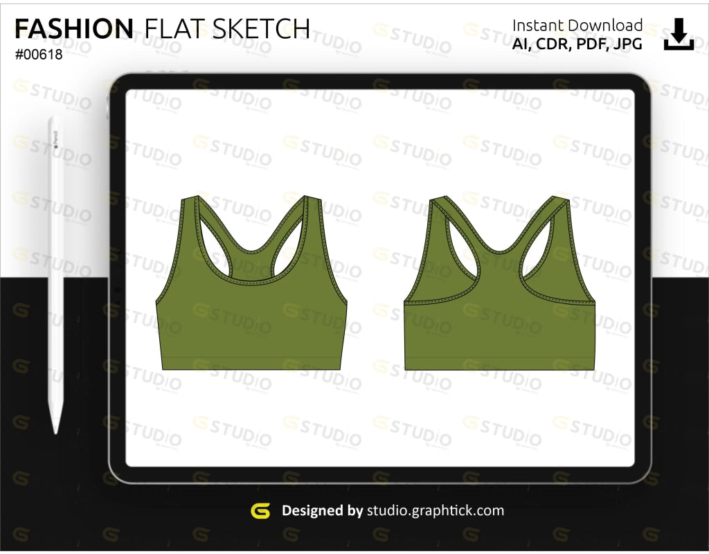 WOMENS SPORTS BRA FLAT SKETCH - shop.graphtick.com