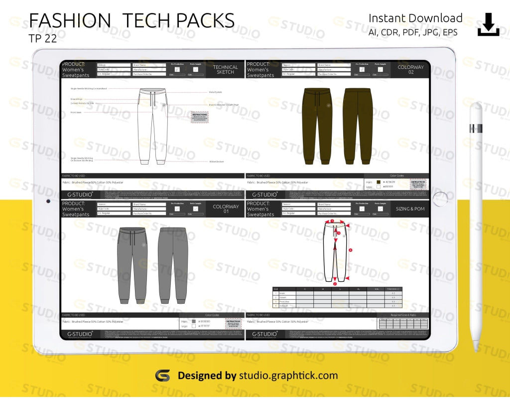 WOMEN`S SWEATPANT TECH PACK TEMPLATE - shop.graphtick.com