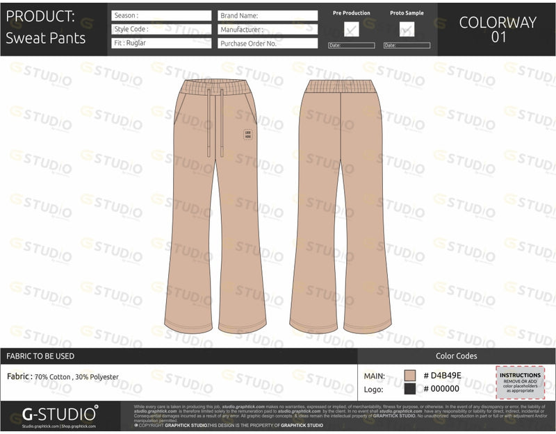 WOMENS SWEATPANTS TECH PACK TEMPLATE - shop.graphtick.com